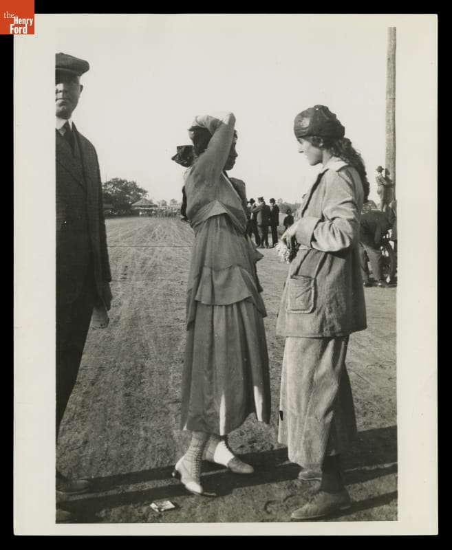 Katherine Stinson and Elfreida Mais on the Racetrack during the Tri ...