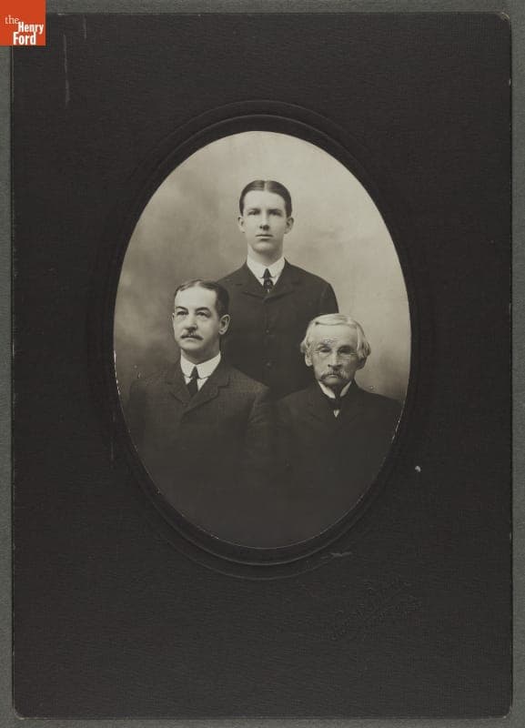 C. H. Brown, Designer of Brown Steam Engine, with Son and Grandson, 1905