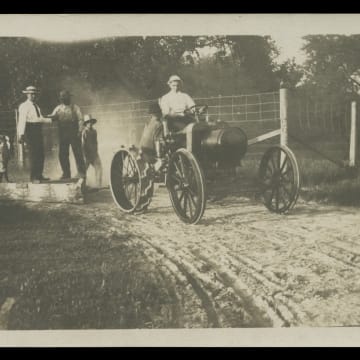 Henry Ford Driving an Experimental Tractor on a Road, circa 1906-1907 ...