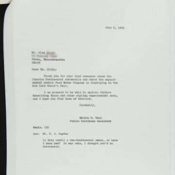 Letter to Ford Motor Company from Car Enthusiast Alan, Age 12 ...